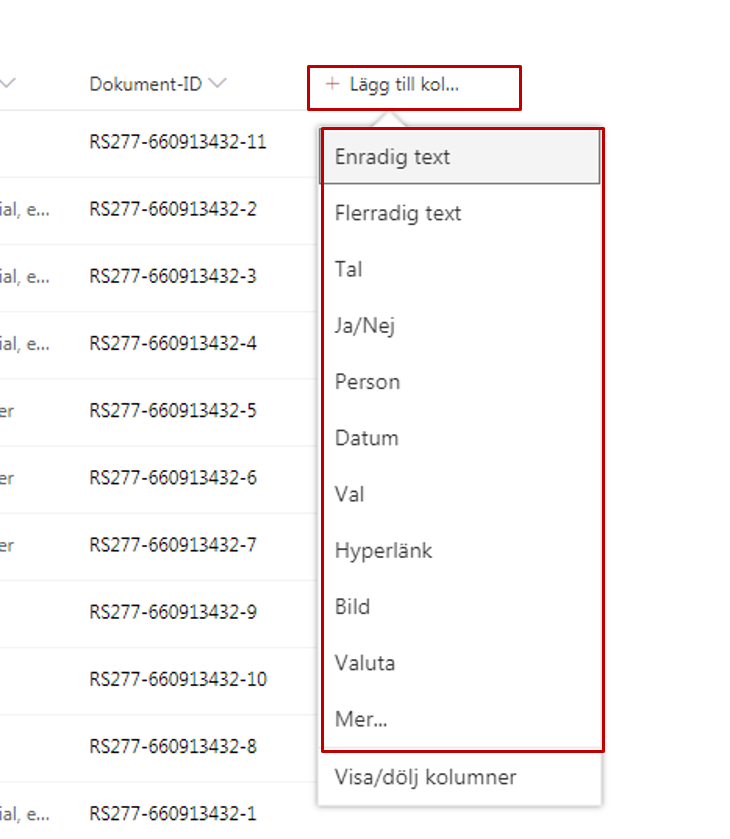 2.9.1 Lägg till kolumn - SOFIA